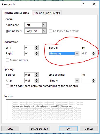 Ms Word Vba Method For Indentation Special Hanging Spacing