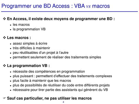 Ppt Chapitre 3 La Programmation De Bases De Données Access En Visual Basic Powerpoint