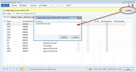 General Journal With Approval Workflow My Financial Dynamics Ax