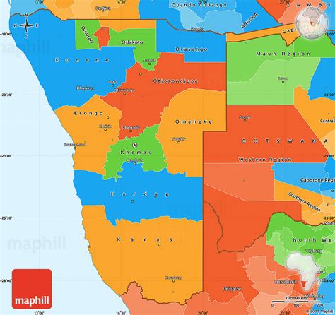 Political Simple Map Of Namibia