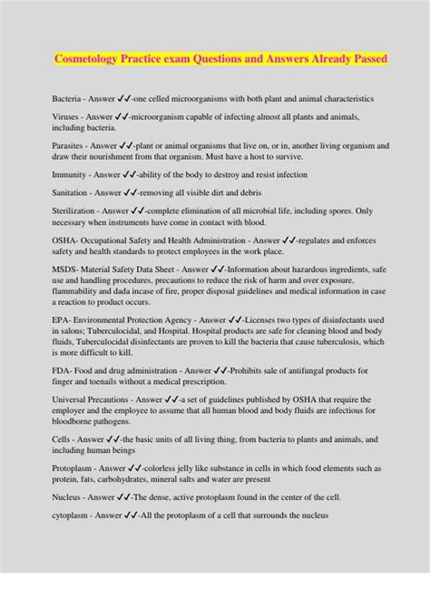 Cosmetology Practice Exam Questions And Answers Already Passed Cosmetology Stuvia US
