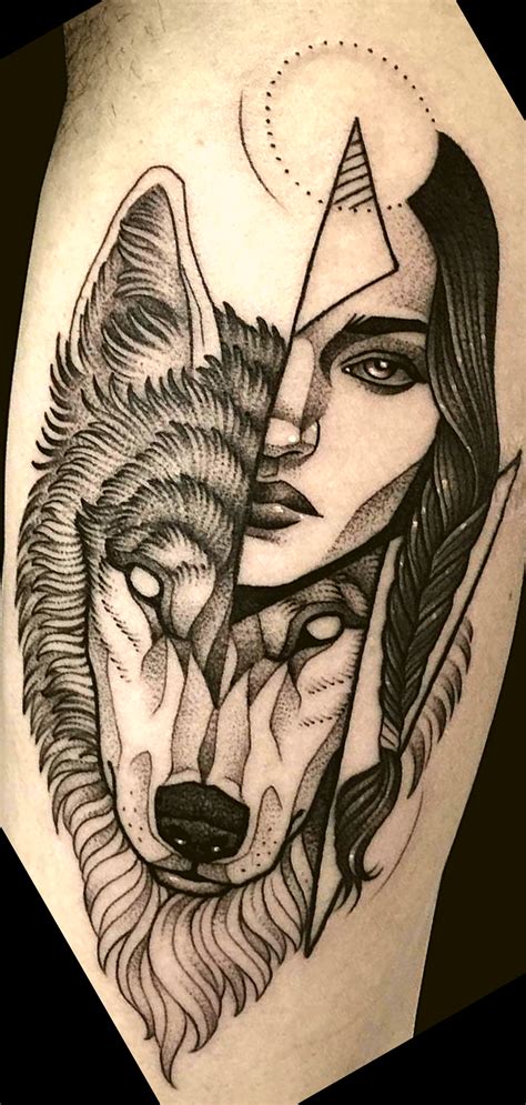 Wolf Girl Drawing Tattoo
