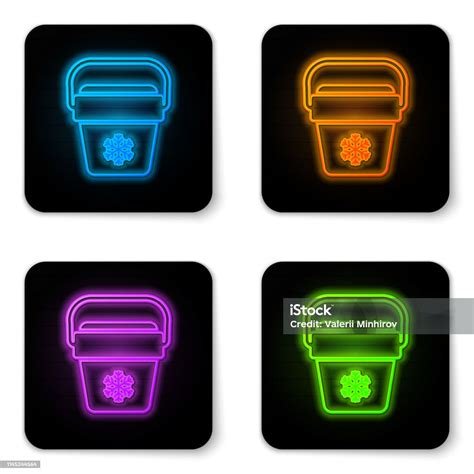 빛나는 네온 쿨러 가방 아이콘 흰색 배경에 고립입니다 휴대용 냉동 고 가방 휴대용 냉장고 검은색 사각형 단추입니다 벡터 일러스트 0명에 대한 스톡 벡터 아트 및 기타 이미지