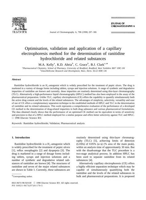 Pdf Optimisation Validation And Application Of A Capillary Electrophoresis Method For The