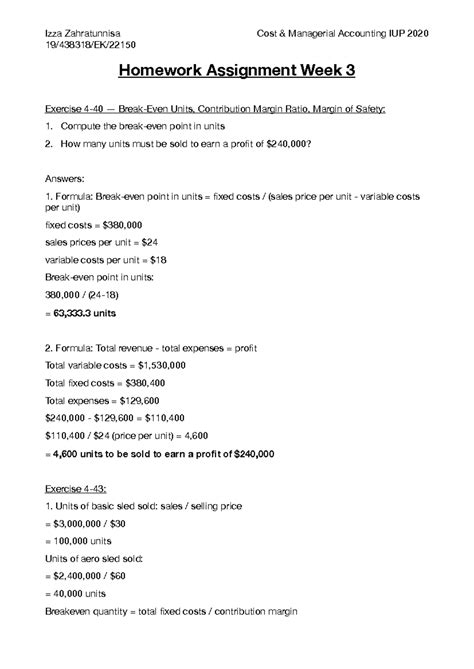 week 3 assignment izza zahratunnisa 19 438318 ek cost and managerial