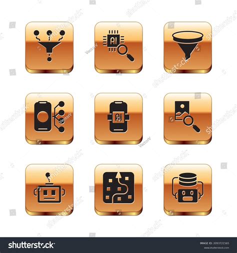 set funnel filter artificial intelligence robot stock vector royalty free 2093721565