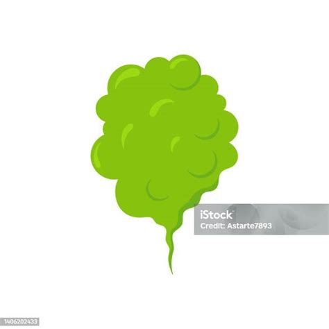 나쁜 얼룩 구름 녹색 방귀 독성 연기 만화 냄새 나는 오래된 불쾌한 냄새는 독가스를 연기합니다 먼지 향기 악취 흰색 배경에 고립 된 벡터 개념 연기 물리적 구조에 대한 스톡