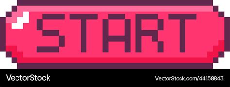 Button For 8 Bit Games Start Beginning Royalty Free Vector