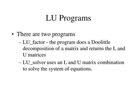 Ppt Lecture 11 Lu Decomposition Powerpoint Presentation Free