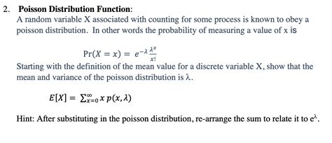 Solved Poisson Distribution Function A Random Variable X