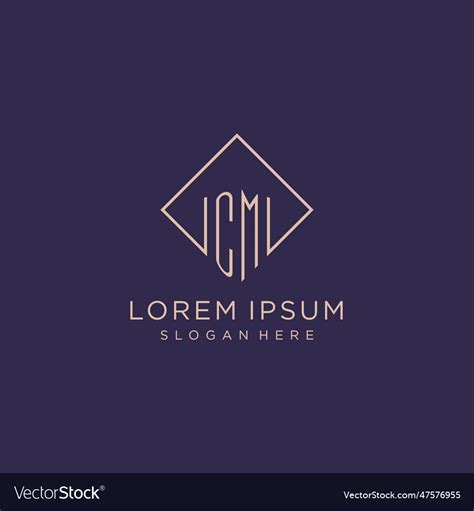 Initials Cm Logo Monogram With Rectangle Style Vector Image