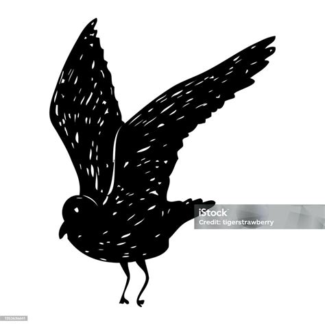 갈매기 새 항해 선원 문신 스케치 흰색 배경에 비행 갈매기 실루엣의 검은 스트로크 벡터에 물 새의 해양 도면 모양 새의 브이 형태로 날기에 대한 스톡 벡터 아트 및 기타