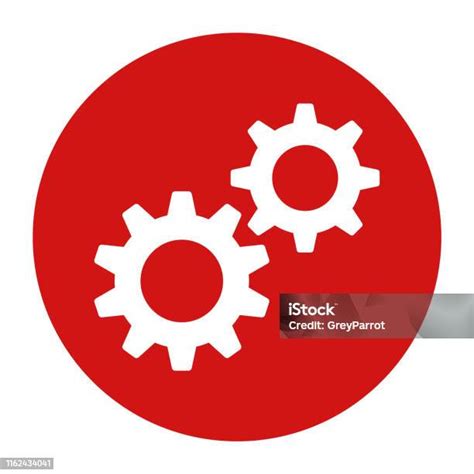 설정 프로세스 아이콘 플랫 레드 라운드 버튼 벡터 일러스트 개념에 대한 스톡 벡터 아트 및 기타 이미지 개념 고름 공학 Istock