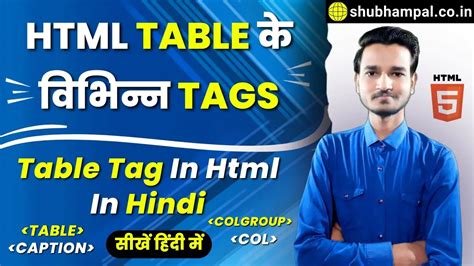 Table Tag In Html In Hindi Html टेबल के विभिन्न टैग