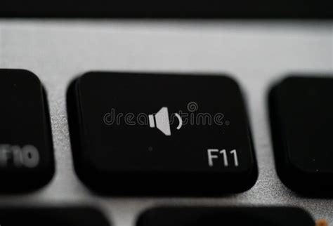 Close Up Of Keyboard Volume Mute Key On Space Grey Metal Stock Image Image Of Education