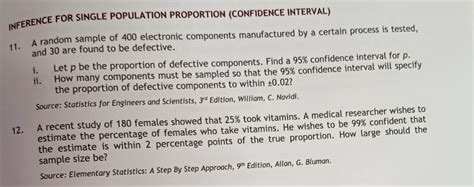 Solved Inference For Single Population Proportion