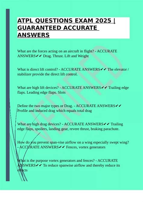 Atpl Questions Exam 2025 Guaranteed Accurate Answers Atpl Stuvia Us