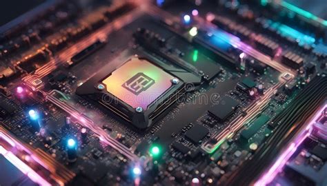 Close Up View Of A Modern Gpu Card With Circuit And Colorful Lights And Details 3d Rendering