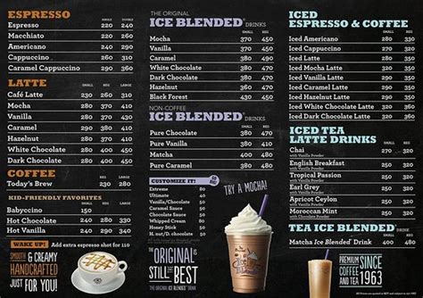 Coffee Bean And Tea Leaf Menu