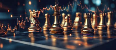 Golden Chess Pieces On A Board With Financial Graphs In The Background Representing Strategy And