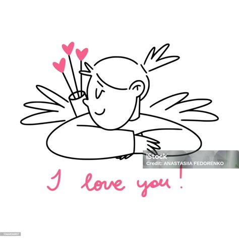 하트 모양의 화살표와 문자와 귀여운 큐피드 소녀의 발렌타인 일러스트 Â나는 당신을 사랑해요 낙서 드로잉에 대한 스톡 벡터 아트 및 기타 이미지 Istock
