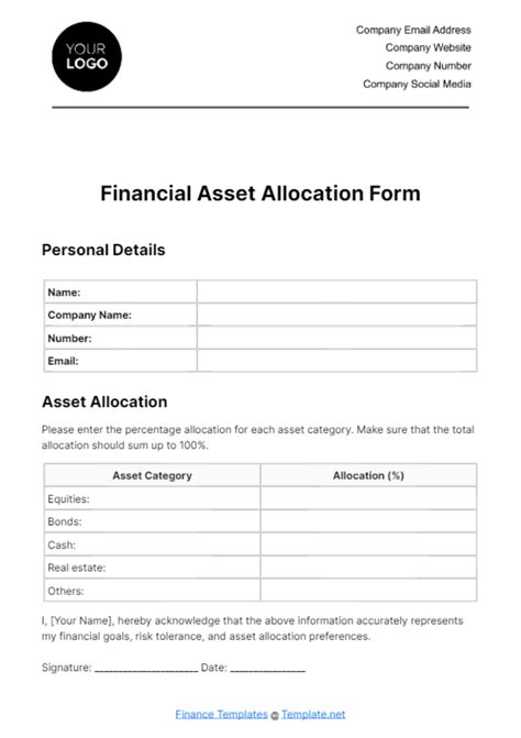 Free Financial Asset Allocation Form Template To Edit Online