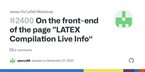 On The Front End Of The Page LATEX Compilation Live Info Issue