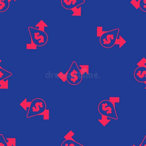 Red Oil Price Increase Icon Isolated Seamless Pattern On Blue Background Oil Industry Crisis