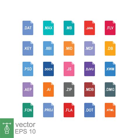 File Formats Icon Set Linear Style Sign For Mobile Concept And Web Design Simple Flat Symbol