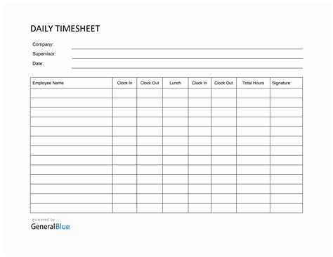 Clock In Clock Out Excel Template