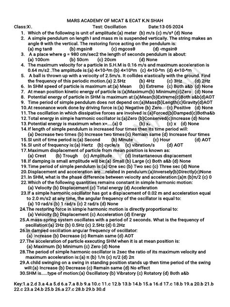 Xi Oscillation Test Pdf Oscillation Periodic Phenomena
