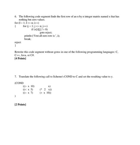 solved 6 the following code segment finds the first row of