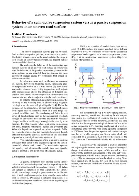 Pdf Behavior Of A Semi Active Suspension System Versus A Passive Suspension System On An