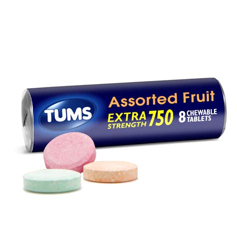 Tums Extra Strength Heartburn Relief Chewable Antacid Tablets Fruit 8 Count