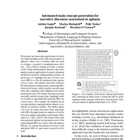 Automated Main Concept Generation For Narrative Discourse Assessment In Aphasia Acl Anthology