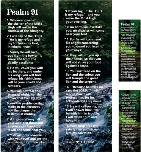 Gueevin 70 Pcs Psalm 91 Bookmarks Christian Bookmarks With