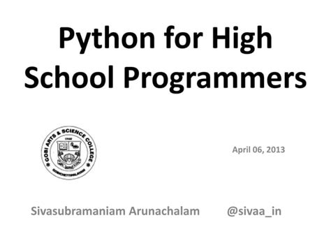 Python For High School Programmers Ppt