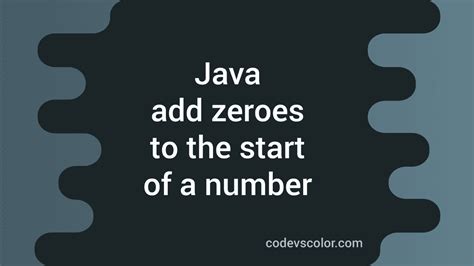 How To Add Zeros To The Start Of A Number In Java CodeVsColor