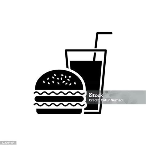햄버거와 음료 아이콘 벡터 일러스트 템플릿 디자인 유행 고기에 대한 스톡 벡터 아트 및 기타 이미지 고기 깨 다이어트 Istock