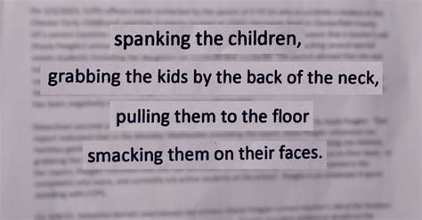 Court Docs Preschool Teacher Slapped Spanked Grabbed Students Necks