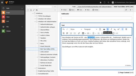 Rich Text Editor RTE TYPO3 TUM