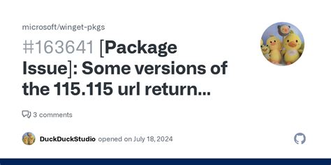 Package Issue Some Versions Of The 115115 Url Return 404 · Issue 163641 · Microsoftwinget
