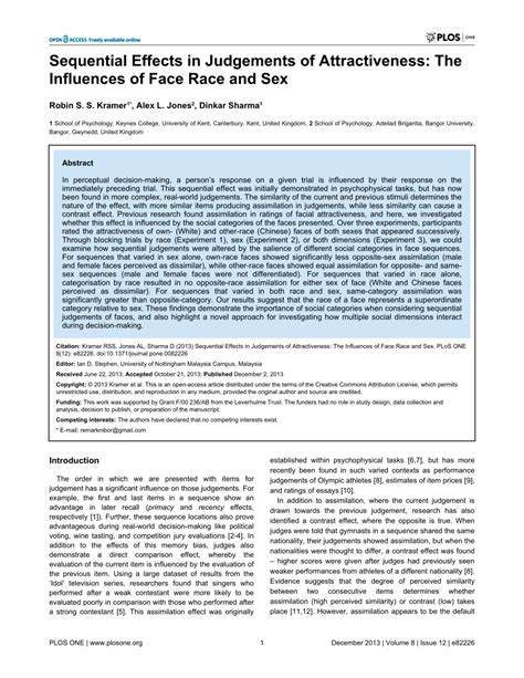 Pdf Sequential Effects In Judgements Of Attractiveness The Influences Of Face Race And Sex