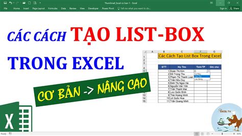 Cách Làm List Trong Excel Các Cách Tạo Listbox Trong Excel Từ Cơ Bản