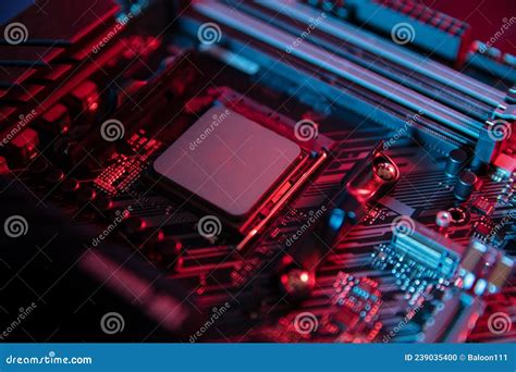 Cpu Processor Installed On Socket Of Computer Motherboard Royalty Free