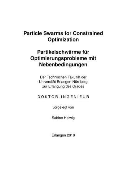 Particle Swarms For Constrained Optimization Partikelschw Opus