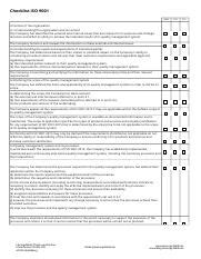 Checklist ISO English Xls Checklist ISO Yes No N I Context Of The