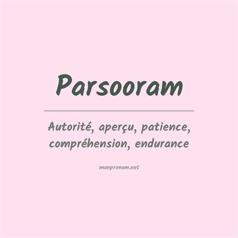 Signification Du Prénom Parsooram