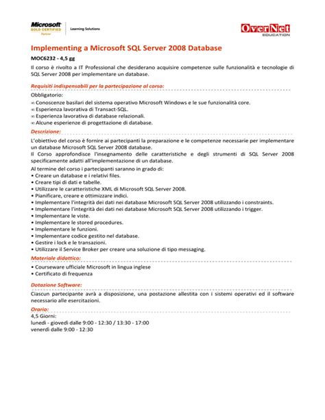 Implementing A Microsoft Sql Server 2008 Database