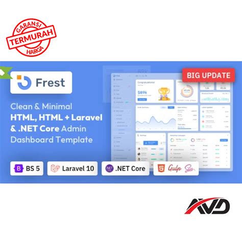 Jual Frest Bootstrap 5 Html Laravel And Aspnet Admin Dashboard Template Shopee Indonesia